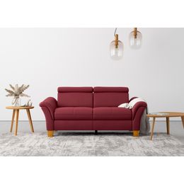 2,5-Sitzer Home Affaire "Lindgren", rot (bordeaux), B:185cm H:84cm T:93cm, 100% Polyester, Sofas, wahlweise mit TV-Funktion, links oder beidseitig, Kopfteilverstellung