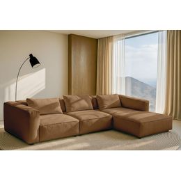 Ecksofa Home Affaire "Tvinnet", braun, B:317cm H:73cm T:166cm, 94% PES 6% NY, Sofas, Ecksofa, Breite 317 cm, extra tiefe Sitzfl&auml;che, kubisches Sitzvergn&uuml;gen