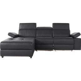 Ecksofa Home Affaire "Kilado, L-Form", schwarz, B:259cm H:98cm T:163cm, Sofas, Ecksofa, mit Relaxfunktion, verstellbarer Armlehne, Kopfteilverstellung