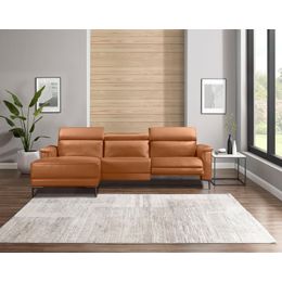 Ecksofa OTTO HOME "LUND, L-Form, 261cm, man. o. elektr. Relaxfunktion (mit USB-A)", braun (cognac), B:261cm H:97cm T:179cm, Echtleder 100% Echtleder;Kunstleder 100% Polyurethan, Sofas, Ecksofa, und Kopfteilverstellung