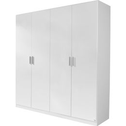 Dreht&uuml;renschrank Rauch "Kleiderschrank Schrank Garderobe Schlafzimmerschrank CELLE", wei&szlig; (alpinwei&szlig;, hochglanz wei&szlig;, griffe alu), B:181cm H:197cm T:54cm, Holzwerkstoff, Schr&auml;nke, Dreht&uuml;renschrank, in 4 Breiten und 2 H&ouml;hen, optional mit Schubk&auml;sten MADE IN GERMANY
