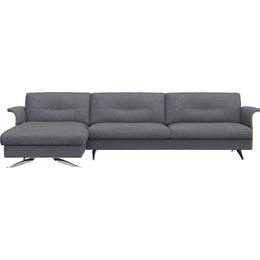 Ecksofa FLEXLUX "Glow Designsofa, bequem und komfortabel durch hochwertigen Sitzaufbau", blau (navy blau), B:305cm H:81cm T:158cm, 62% Polyester/17%Baumwolle/14%Viscose/7%Leinen, Sofas, Ecksofa, L-Form, Modernes skandinavisches Design