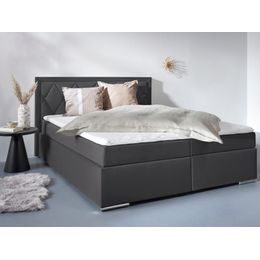 Boxbett Home Affaire "Alfie, Bestseller, wahlweise mit Bettkasten", schwarz, L:206cm, Bezug Bett: Samtvelours (100% Polyester), Bezug der Spiegelfl&auml;che Matratzendrell aus 100% Polyester. Topperbezug abnehmbar und waschbar bis 30&ordm; C, aus 100% Polyester, Komplettbetten, Boxspringbett, mit Stra&szlig;steinen im Kopfteil, H2, H3 und H4 w&auml;hlbar, Topseller