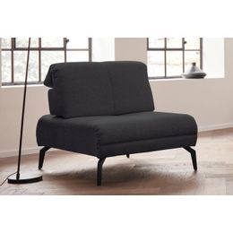 Sessel Home Affaire "Stenlille", grau (anthrazit), B:80cm H:83cm T:107cm, Struktur weich (100% Polyester);Struktur grob (100% Polyester);100% NaturLEDER, Sessel, Sessel, mit Sitztiefenverstellung und Kopfteilverstellung