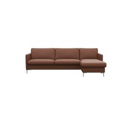 Ecksofa FLEXLUX "Fiore, super Sitzkomfort durch Kaltschaum im Sitz, L-Form", braun (old chesnut), B:247cm H:85cm T:92cm, 100% Echteder, Sofas, Ecksofa, schmale Armlehnen, F&uuml;&szlig;e Alu