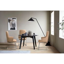 Polsterstuhl stressless "Laurel", beige (sand paloma, schwarz matt), B:58cm H:105cm T:60cm, Leder PALOMA: PALOMA ist ein durchgef&auml;rbtes Semianilin-M&ouml;belleder mit nat&uuml;rlicher Narbung., St&uuml;hle, Polsterstuhl, High Back mit Armlehne, Gr&ouml;&szlig;e L, mit Beinen aus Stahl in Schwarz matt