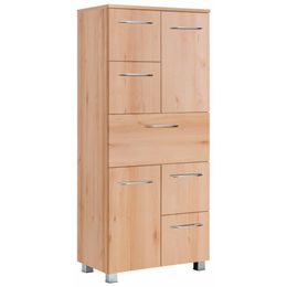 Midischrank Welltime "Portofino", braun (buchefarben), B:60cm H:134cm T:35cm, Schr&auml;nke, Midischrank