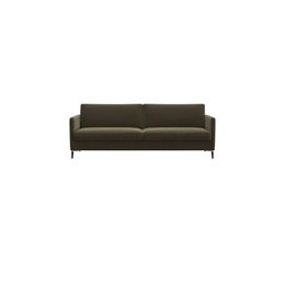 3-Sitzer FLEXLUX "Fiore, super Sitzkomfort durch Kaltschaum im Sitz", gr&uuml;n (moss gr&uuml;n), B:214cm H:85cm T:92cm, 100% Polyester, Sofas, schmale Armlehnen, F&uuml;&szlig;e Alu+schwarz