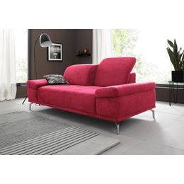 2-Sitzer Home Affaire "Caluna", rot, B:202cm H:97cm T:111cm, Luxus-Microfaser Vintageoptik (100% Polyester);Flachgewebe (100% Polyester);Luxus-Mikrofaser (90% Polyester, 10% Polyamid), Sofas, mit Sitztiefen- und Kopfteilverstellung