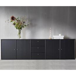 Sideboard HAMMEL FURNITURE "Mistral, Hochwertig Schrank, h&auml;ngend/stehend montierbar", schwarz (schwarz gebeizt), B:220cm H:61cm T:42cm, Sideboards, Sideboard, mit T&uuml;ren und Schubladen, B: 220 cm, anpassungsbar Designm&ouml;bel