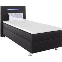 Boxspringbett Collection AB "London, inklusive Topper und Kissen, mit LED-Beleuchtung", schwarz (schwarz, wei&szlig;), B:100cm L:206cm, Komplettbetten, Boxspringbett, Boxspringbett erh&auml;ltlich in 90cmx200cm, 140cmx200cm & 180cmx200cm