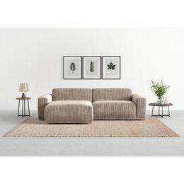 Ecksofa Trendmanufaktur "Braga, mit hochwertigem Kaltschaum, L-Form, in Cord erh&auml;ltlich", beige, B:255cm H:72cm T:160cm, 88% Polyester, 12% Polyacryl, Sofas, Ecksofa, modernes Sofa, Couch mit hohem Sitzkomfort, 255/72/160 cm (B/H/T)