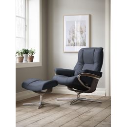 Fu&szlig;hocker stressless "Mayfair", blau (blau dinamica), B:55cm H:41cm T:39cm, Microfaser DINAMICA (88% Polyester, 12% Polyurethan), Hocker, Fu&szlig;hocker, mit Cross Base, Gr&ouml;&szlig;e S, M & L, Holzakzent Wenge