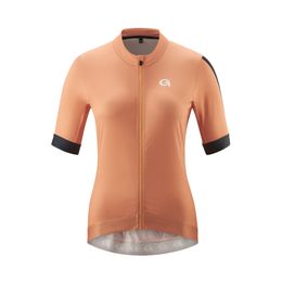 Radtrikot Gonso "PIANA", Damen, Gr. 36, pfirsich, 86% Polyester, 14% Elasthan, Rundhals, Trikots, Damen Radshirt kurzarm, atmungsaktives Fahrradtrikot mit R&uuml;ckentasche