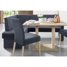 Eckbank Home Affaire "Umag", blau, B:190cm H:89cm T:140cm, Holzwerkstoff, Massivholz, Polyester, Sitzb&auml;nke, Eckbank, Sitz und R&uuml;cken gepolstert, verschiedene Qualit&auml;ten