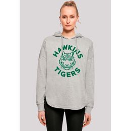 Kapuzenpullover F4NT4STIC "Stranger Things Hawkins Tigers Netflix TV Series", Damen, Gr. XS, grau, Obermaterial: 100% Baumwolle, oversize, Pullover Kapuzenpullover, Premium Qualit&auml;t