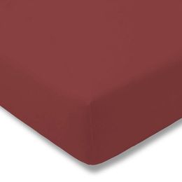 Bettlaken Estella "Zwirnjersey", rot (burgund), B:150cm L:200cm, Jersey-Elasthan, Obermaterial: 97% Baumwolle, 3% Elasthan, Bettlaken, Bettlaken, langlebig, temperaturausgleichend, Bettlaken, Spannbetttuch