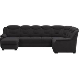 Wohnlandschaft COTTA "Marcus U-Form", schwarz, B:330cm H:99cm T:211cm, 100% Polyester, Sofas, Wohnlandschaft, wahlweise mit Bettfunktion & Stauraum