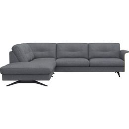 Ecksofa FLEXLUX "Glow, super bequem durch hochwertigem Sitzaufbau mit Federkern, L-Form", blau (navy blau), B:268cm H:81cm T:224cm, 62% Polyester/17%Baumwolle/14%Viscose/7%Leinen, Sofas, Ecksofa, Skandinavisches Design, In hochwertiger Verarbeitung