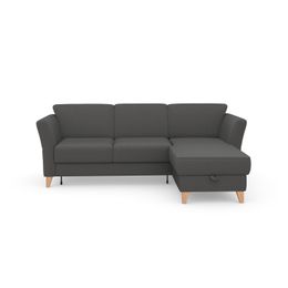 Sit & More Ecksofa SIT & MORE "Visby L-Form", grau, B:248cm H:87cm T:162cm, Sofas, Ecksofa, Wahlweise mit Bettfunktion und Bettkasten, frei im Raum stellbar