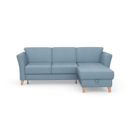 Sit & More Ecksofa SIT & MORE "Visby L-Form", blau (hellblau), B:248cm H:87cm T:162cm, Sofas, Ecksofa, Wahlweise mit Bettfunktion und Bettkasten, frei im Raum stellbar