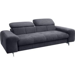 3-Sitzer COTTA "Chef", schwarz, B:232cm H:72cm T:105cm, Chenille (90% Polyester, 10% Polyamid);Struktur (100% Polyester), Sofas, mit Kopfteilverstellung