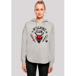 Kapuzenpullover F4NT4STIC "Stranger Things Hellfire Club Netflix TV Series", Damen, Gr. XS, grau, Obermaterial: 100% Baumwolle, oversize, Pullover Kapuzenpullover, Premium Qualit&auml;t