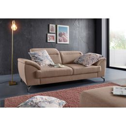 Sit & More 2,5-Sitzer SIT & MORE "Percy", beige, B:207cm T:112cm, Sofas, 12 cm Fu&szlig;h&ouml;he, Sitztiefenverstellung, wahlweise Kopfteilverstellung