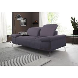 2-Sitzer Home Affaire "Caluna", grau (anthrazit), B:202cm H:97cm T:111cm, Luxus-Microfaser Vintageoptik (100% Polyester);Flachgewebe (100% Polyester);Luxus-Mikrofaser (90% Polyester, 10% Polyamid), Sofas, mit Sitztiefen- und Kopfteilverstellung