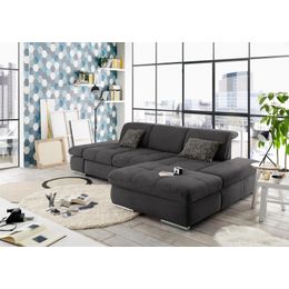 Ecksofa "SO4100 V", grau (anthrazit), B:284cm H:80cm T:190cm, SET ONE BY Musterring, Sofas, Ecksofa, mit verstellbaren Kopfteilen, wahlweise mit Funktionen, Cord-Bezug
