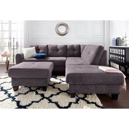 Sit & More Ecksofa SIT & MORE "Varese L-Form", grau (fango), B:240cm H:91cm T:214cm, Luxus-Microfaser (100% Polyester)IStruktur fein (100% Polyester)IFlachgewebe (95% Polyester, 5% Polyamid), Sofas, Ecksofa, mit Federkern, wahlweise mit Bettfunktion und Stauraum