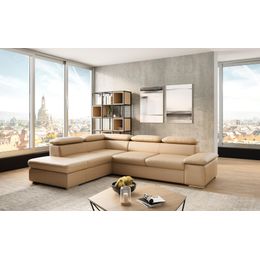 Sit & More Ecksofa SIT & MORE "Valentine L-Form, B: 272 cm", braun (cappuccino), B:272cm H:73cm T:226cm, NaturLEDER;Spannstoff, Sofas, Ecksofa, mit Arm- & Kopfteilverstellung, optional mit Bettfunktion, Topseller