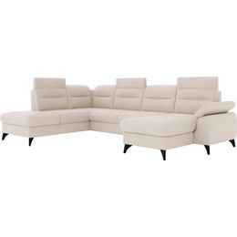 Sit & More Wohnlandschaft SIT & MORE "Astoria U-Form", beige (creme), B:329cm H:91cm T:225cm, 100% Polyester, Sofas, Wohnlandschaft, wahlweise mit motorischer Relaxfunktion