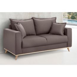 2-Sitzer Home Affaire "Edina", braun, B:162cm H:74cm T:84cm, Webstoff (100% Polyester);Baumwollmix (50% Baumwolle, 50% Polyester);Baumwollmix (50% Baumwolle, 50% Polyester), Sofas, auch in Baumwollmix-Bezug, im skandinavischem Stol