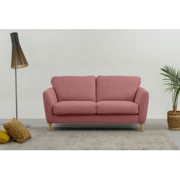 2-Sitzer Home Affaire "MARSEILLE Kompaktsofa 170 cm, Cord, Flachgewebe, Struktur, Webstoff", rosa (blush), B:170cm H:88cm T:90cm, 100% Polyester, Sofas, Massivholzbeine Eiche, Landhausstil, Wellenunterfederung