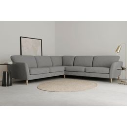 Ecksofa Home Affaire "MARSEILLE 278/278 cm, L-Form, Webstoff, Flachgewebe, Filzoptik", grau, B:278cm H:88cm T:278cm, 68% Polypropylene, 32% Polyester, Sofas, Ecksofa, gleichschenklig, Massivholzbeine, Landhausstil, Wellenunterfederung