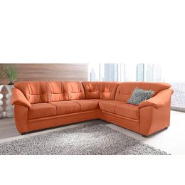 Sit & More Ecksofa SIT & MORE "Savona L-Form, B: 262 cm", orange (terrakotta), B:262cm H:90cm T:212cm, PRIMABELLE-Microfaser (100% Polyester);SOFTLUX/Struktur (Korpus in Kunstleder, Sitz und R&uuml;cken in Strukturstoff aus 75% Polyester und 25% Viskose);Kunstleder SOFTLUX;NaturLEDER (echtes Rindsleder), Korpus in Kunstleder SOFTLUX, Sofas, Ecksofa, optional Bettfunktion, Federkern, Topseller