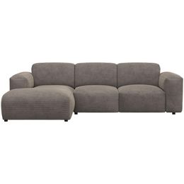 Ecksofa FLEXLUX "Lucera Chaislongue rechts oder links, L-Form, bequem", braun (taupe braun), B:251cm H:73cm T:171cm, 85% Polyester/15%Polyamide, Sofas, Ecksofa, modern & anschmiegsam, Kaltschaum, Stahl-Wellenunterfederung