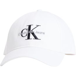 Baseball Cap Calvin Klein Jeans "MONO LOGO EMBRO CAP", Herren, wei&szlig; (hellwei&szlig;), Stoff, Baumwolle, unifarben, Caps, mit Logostickerei