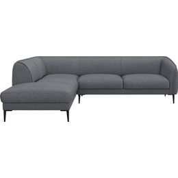Ecksofa FLEXLUX "Belle Designsofa, L-Form, B/T 268/209 cm", blau (navy blau), B:268cm H:74cm T:209cm, 62% Polyester/17%Cotton/14%Viscose/7%linen, Sofas, Ecksofa, Skandinavisches Design, In hochwertiger Verarbeitung