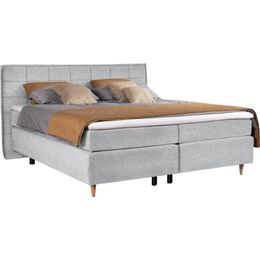 Boxspringbett Alina "Henri", grau (grauwei&szlig; tmd 9), B:200cm L:208cm, Struktur TMD (100% Polyester), Komplettbetten, Boxspringbett, inklusive Matratze und Topper, in diversen Ausf&uuml;hrungen