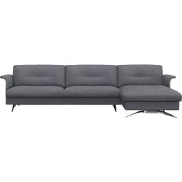 Ecksofa FLEXLUX "Glow, super bequem durch hochwertigem Sitzaufbau mit Federkern, L-Form", blau (navy blau), B:305cm H:81cm T:158cm, 62% Polyester/17%Baumwolle/14%Viscose/7%Leinen, Sofas, Ecksofa, Modernes skandinavisches Design