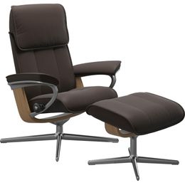 Relaxsessel stressless "Admiral", braun (braun batick), B:84cm H:100cm T:73cm, Leder BATICK: BATICK ist ein leicht korrigiertes, durchgef&auml;rbtes und genarbtes M&ouml;belleder, bei dem die meisten Unebenheiten und Spuren in der Regel entfernt wurden., Sessel, Relaxsessel, mit Cross Base, Gr&ouml;&szlig;e M & L, Holzakzent Eiche