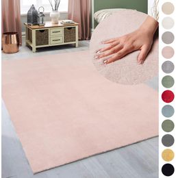 Teppich my home "Arabell, Kunstfellteppich, Felloptik, waschbar", rosa (blush), B:80cm H:16mm L:150cm, Polyester, Teppiche, Teppich, flauschig, kuschelig, Anti-Rutsch-Unterseite, Wohnzimmer, Schlafzimmer