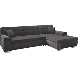 Ecksofa DOMO collection "Aversa, moderne Steppung, geschwungene Armlehnen, Breite 267cm", braun (espresso), B:267cm H:83cm T:178cm, Struktur weich (100% Polyester);Luxus-Microfaser (100% Polyester);Struktur (100% Polyester), Sofas, Ecksofa, L-Form, wahlweise mit Bettfunktion