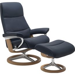 Relaxsessel stressless "View", blau (oxford blau paloma), B:91cm H:110cm T:85cm, Leder BATICK: BATICK ist ein leicht korrigiertes, durchgef&auml;rbtes und genarbtes M&ouml;belleder, bei dem die meisten Unebenheiten und Spuren in der Regel entfernt wurden.;Leder PALOMA: PALOMA ist ein durchgef&auml;rbtes Semianilin-M&ouml;belleder mit nat&uuml;rlicher Narbung.;ROHLEDER Stoff Q2 FARON: Ein fester zuverl&auml;ssiger Boucl&eacute; mit ei