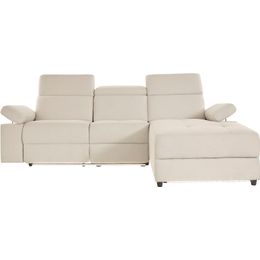 Ecksofa Home Affaire "Kilado, L-Form", beige (creme), B:259cm H:98cm T:163cm, Struktur fein (95% Polyester 5%Nylon), Sofas, Ecksofa, mit Relaxfunktion, verstellbarer Armlehne, Kopfteilverstellung