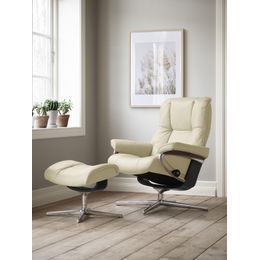 Relaxsessel stressless "Mayfair", beige (vanilla paloma), B:83cm H:102cm T:74cm, Leder PALOMA: PALOMA ist ein durchgef&auml;rbtes Semianilin-M&ouml;belleder mit nat&uuml;rlicher Narbung., Sessel, Relaxsessel, mit Hocker, mit Cross Base, Gr&ouml;&szlig;e S, M & L, Holzakzent Schwarz