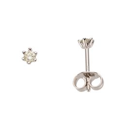 Paar Ohrstecker Firetti "Schmuck Geschenk Gold 750 Ohrschmuck Solit&auml;r", wei&szlig; (wei&szlig;goldfarben), Ohrringe, Damen, 3,7mm, 0,15 P2 = erkennbare Einschl&uuml;sse, Diamanten Wei&szlig;gold 585, Diamanten, Wei&szlig;gold 585, mit Brillant - Krappenfassung