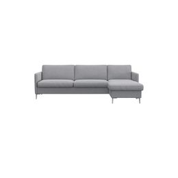 Ecksofa FLEXLUX "Fiore, super Sitzkomfort durch Kaltschaum im Sitz, L-Form", grau (sophisto gre), B:247cm H:85cm T:92cm, 100% Polyester, Sofas, Ecksofa, schmale Armlehnen, F&uuml;&szlig;e Alu